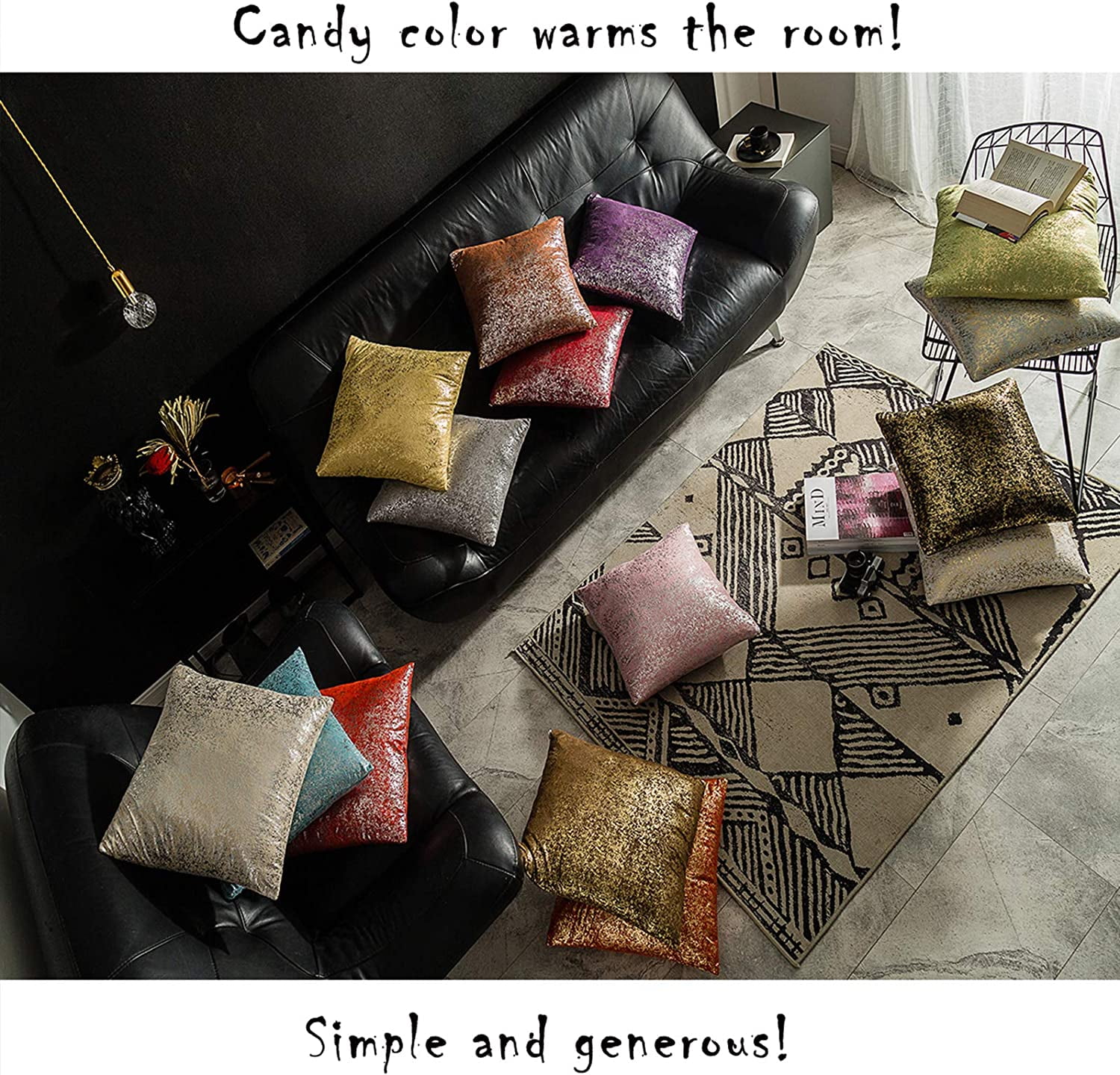 FUGee-Pack of 2, Glitter Decorative Pillows, Throw Pillow Covers Cases ...