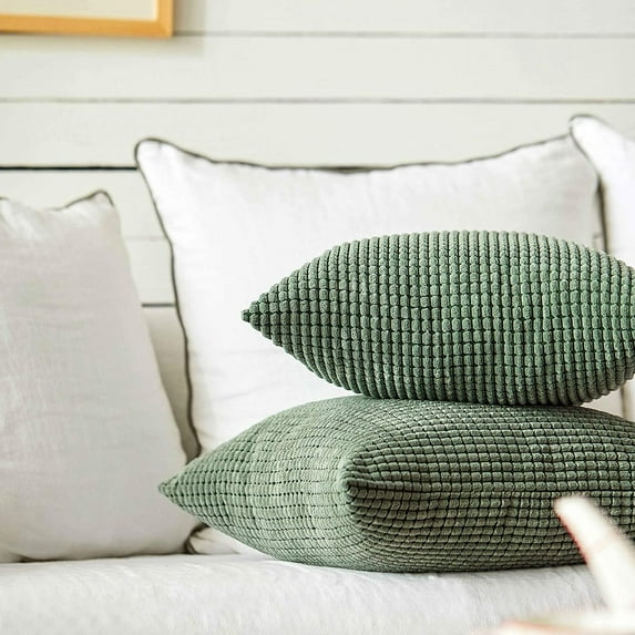 FUGee-Pack of 2 Comfy Corduroy Corn Granules Throw Pillow Covers Soft ...