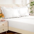 FUGee-Queen Fitted Sheet with 2 Ruffle Pillowcases, Brushed Microfiber ...