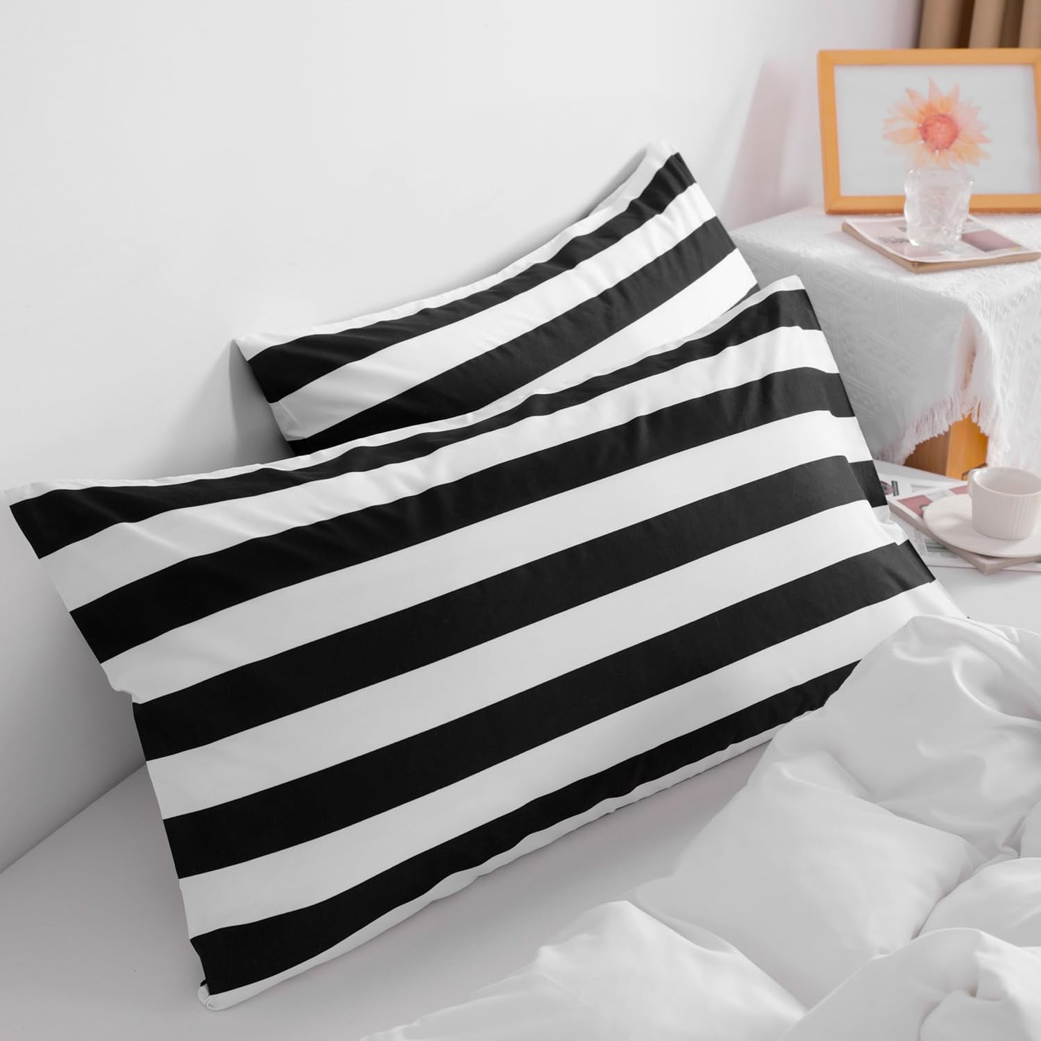 FUGee-Queen Star Pillowcases Set of 2, 1800 Thread Brushed Microfiber ...