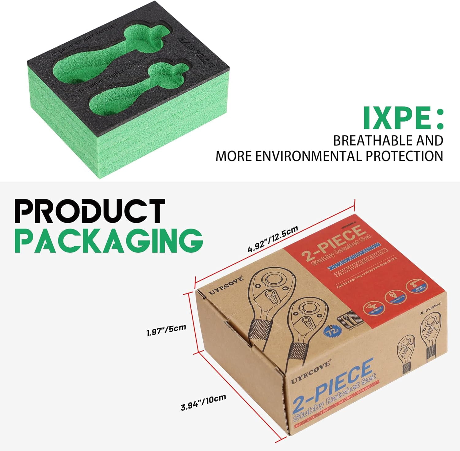 FUGee-Ratchet Set- 2 Pcs: 1/4" & 3/8" Drive, 72-Tooth Reversible Small ...