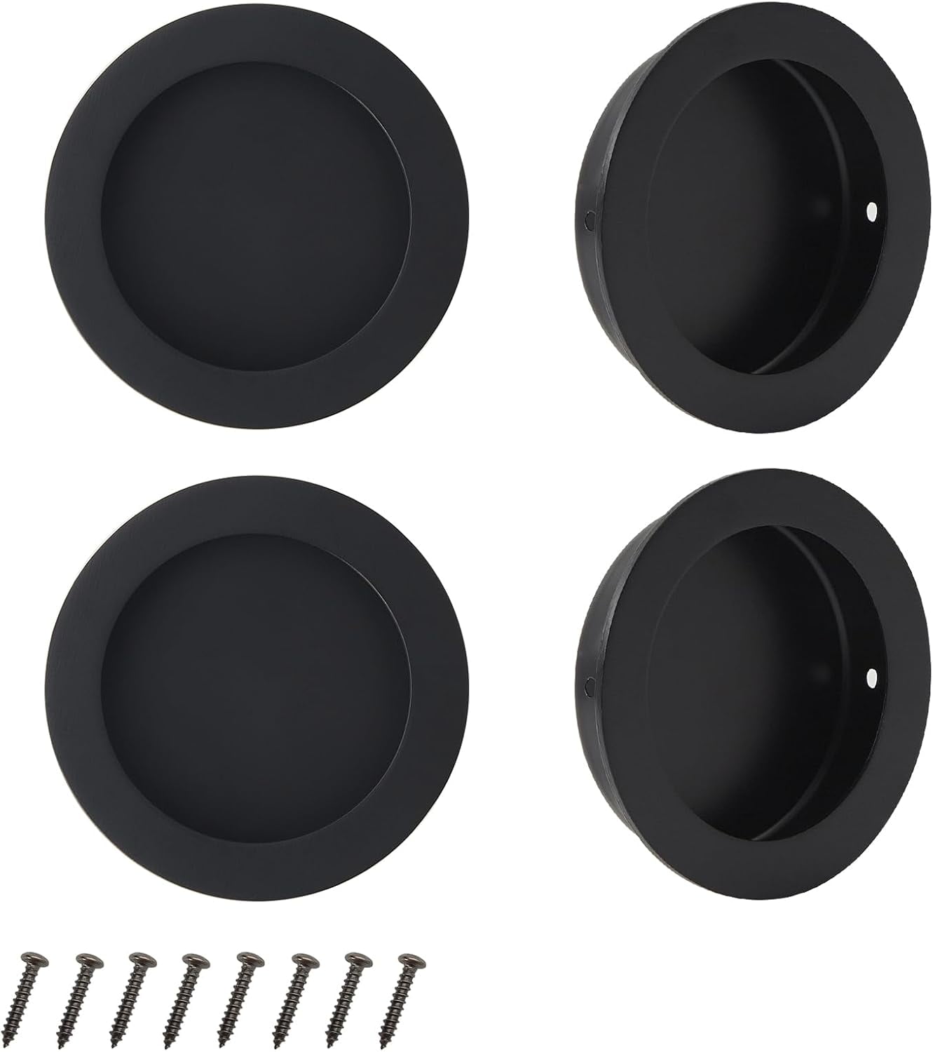 FUGee-Recessed Pocket Door Pull Handles, 2-3/4 Inch Round Finger Flush ...