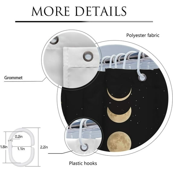 FUGee-Red Moon Shower Curtain Standard Black Gothic Goth Witchy Spooky ...