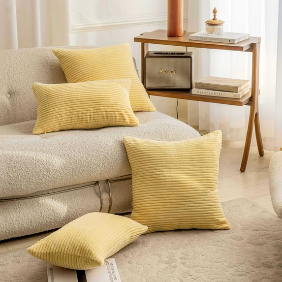 FUGee-Red Pillow Covers 18x18 Decorative Corduroy Plush Throw Pillows ...