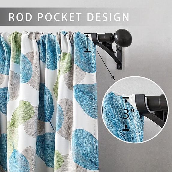 FUGee-Room Darkening Kitchen Tier Curtains, Leaves Printed Short Cafe ...