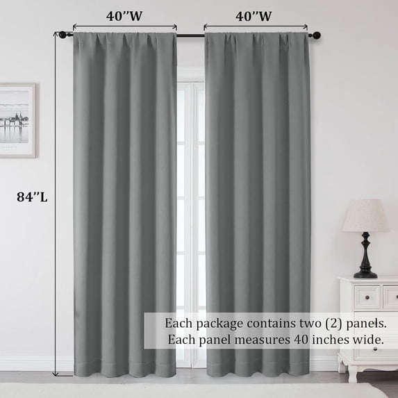 FUGee-Sally Light Grey Blackout Curtains 84 Inches Long 2 Panels Set ...