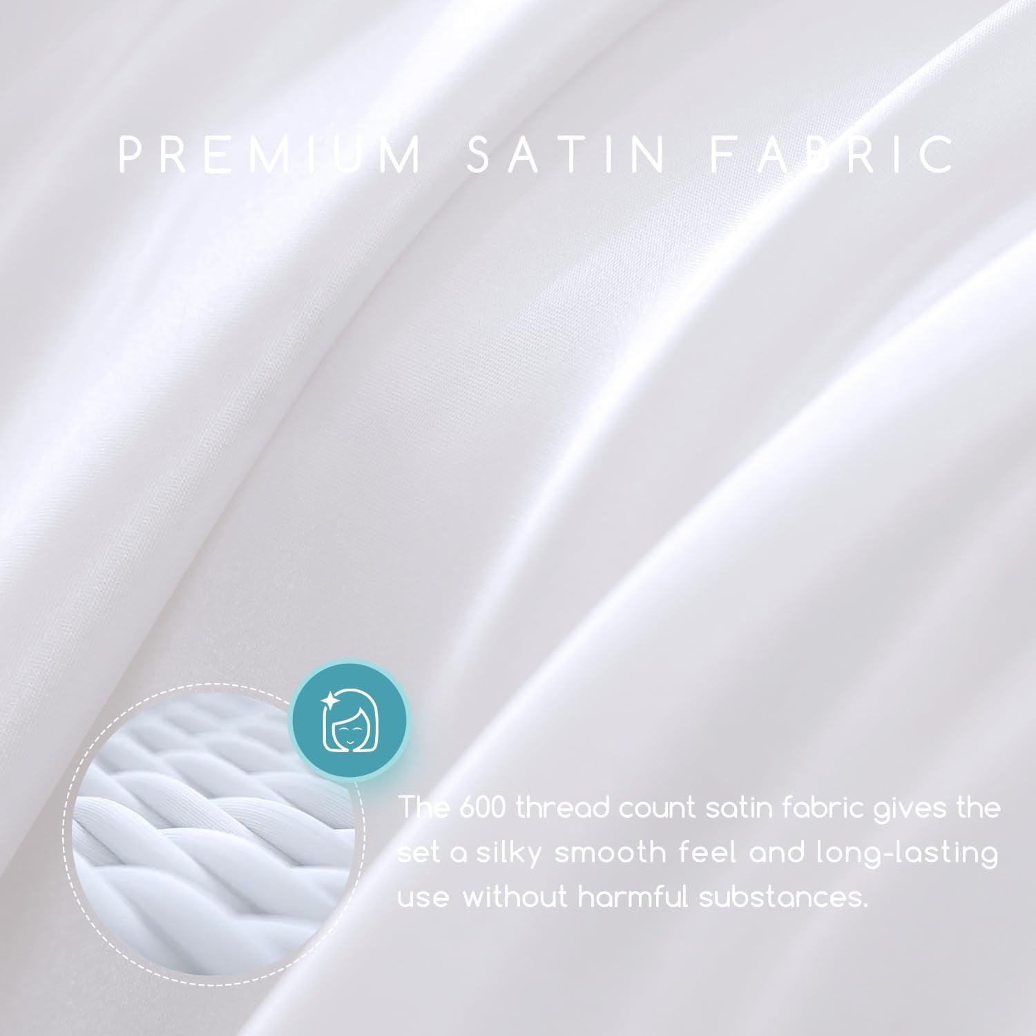 FUGee-Satin Bed Sheets with Elastic Corner Straps, Full Size Sheets Set ...