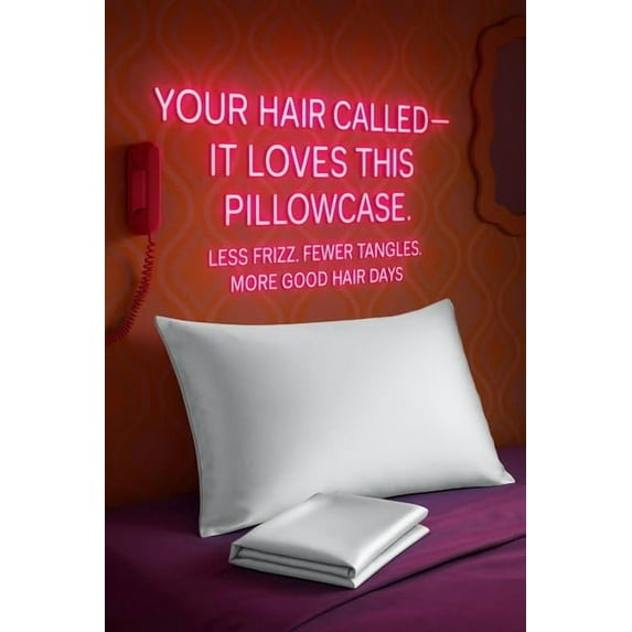 FUGee-Satin Pillowcase with Zipper, for Hair and Skin Care, Feels Soft ...