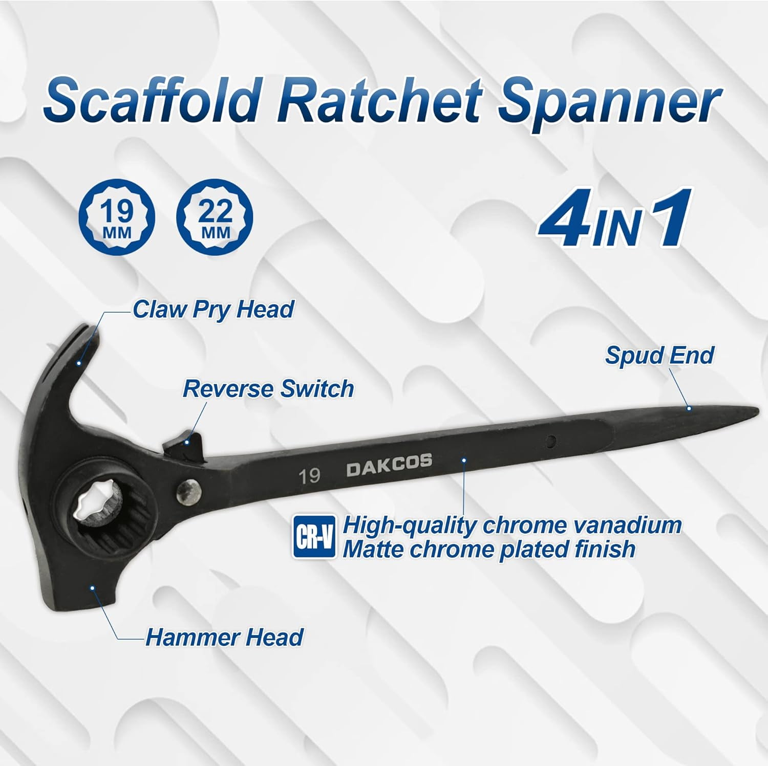FUGee-Scaffold Ratchet 19mm x 22mm, Multifunctional Spud Ratchet Podger ...