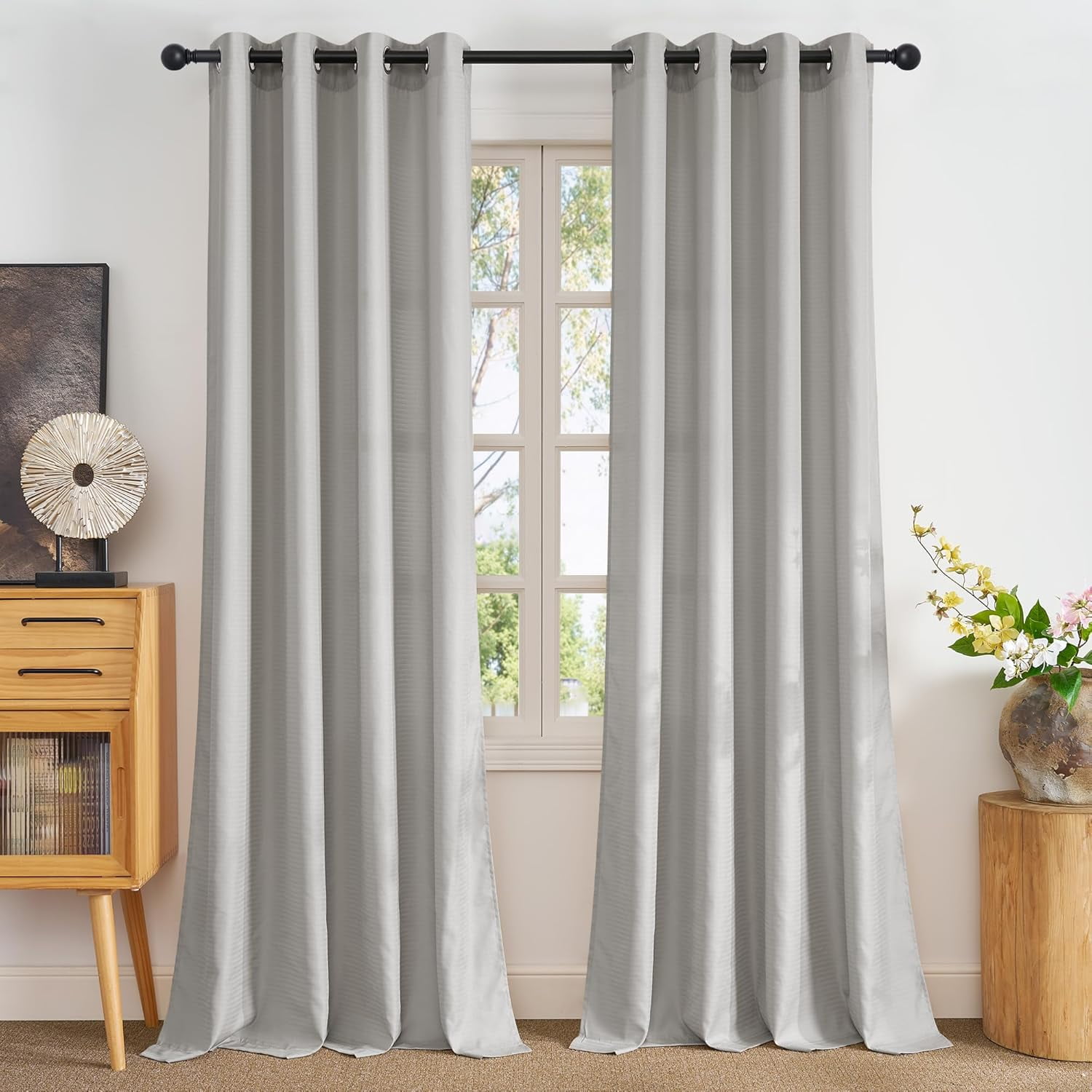 FUGee-Semi Sheer Curtains 84 Inch Length 2 Panels Set for Living Room ...