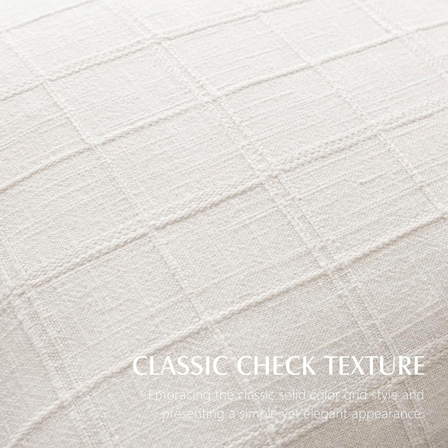 FUGee-Set of 2 Decorative Linen Check Throw Pillow Covers Neutral ...