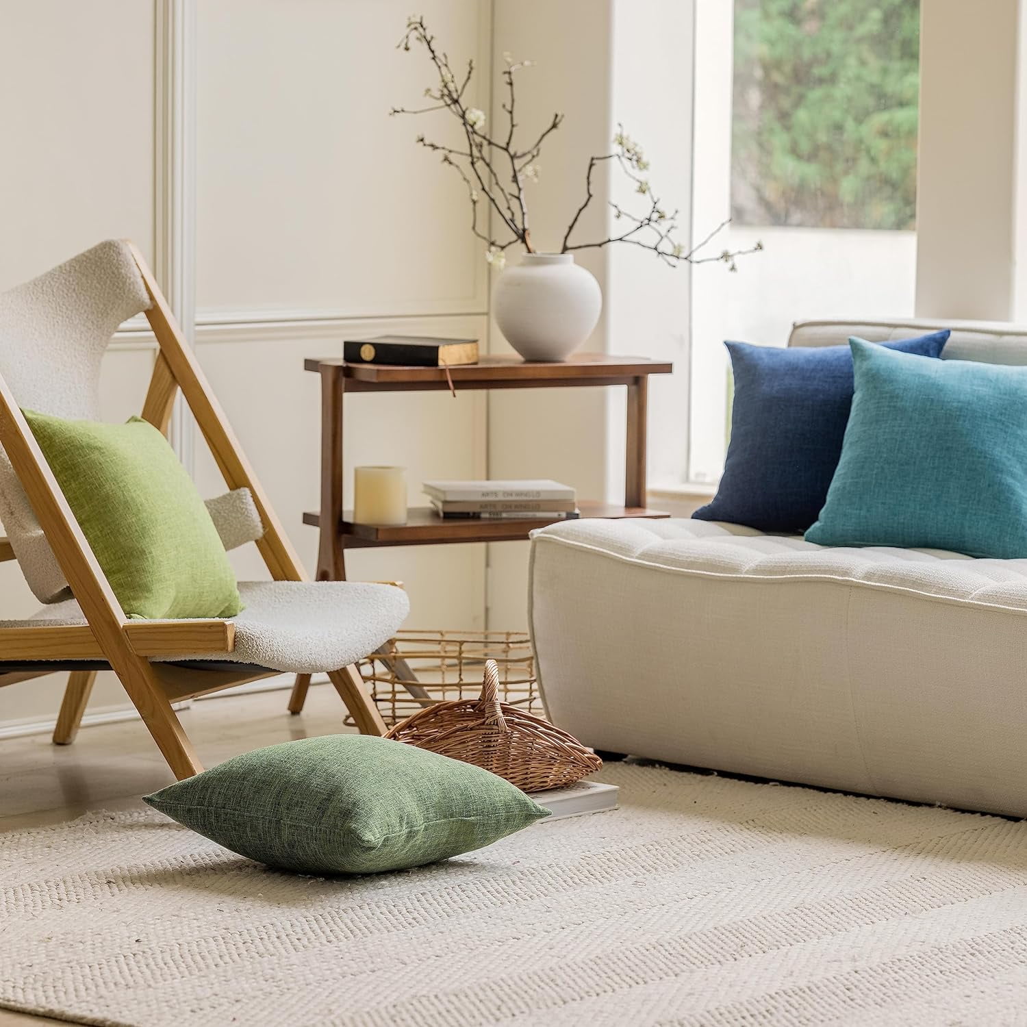 FUGee-Set of 2 Textured Burlap Decorative Throw Pillow Covers Large ...