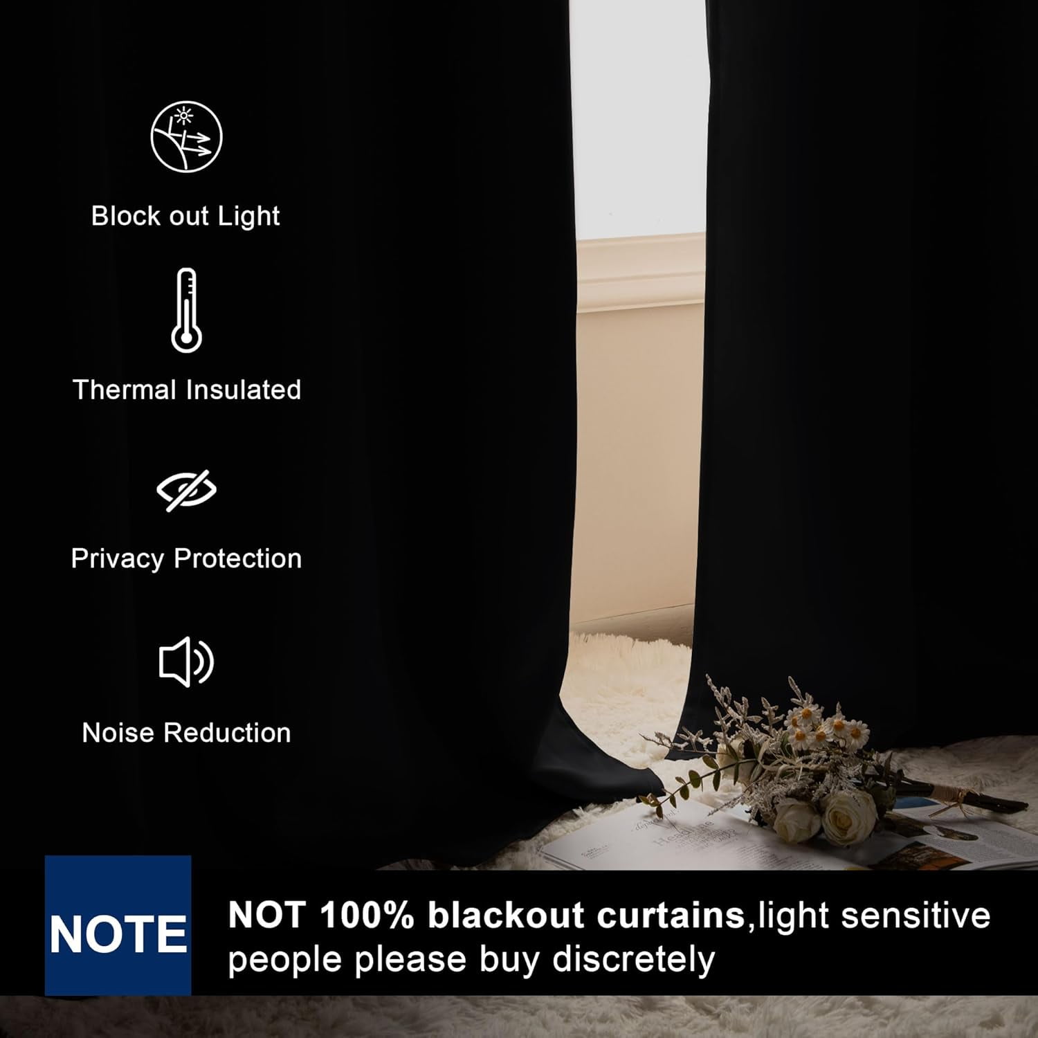 FUGee-Short Blackout Curtains 36 Inch Length for Bedroom Rod Pocket ...