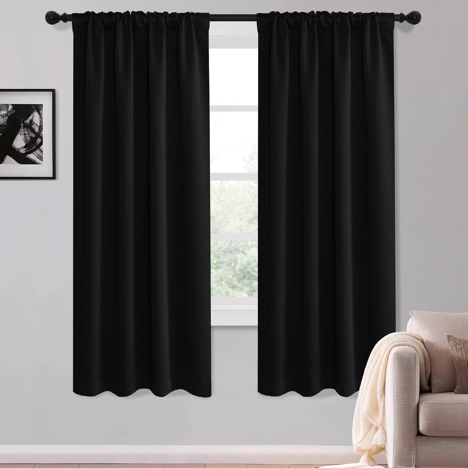 FUGee-Short Curtains 36 inch for Small Window, Back Tab Privacy Thermal ...