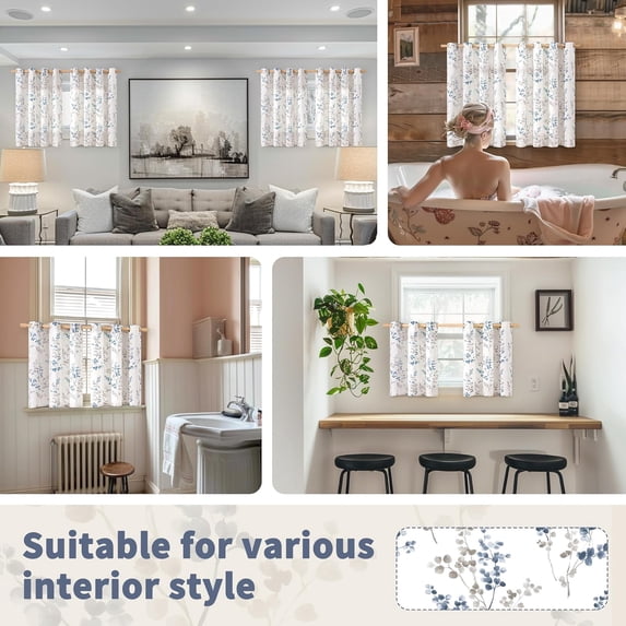 FUGee-Short Linen Curtains 36 Inch Length 2 Panels Set, Half Window ...