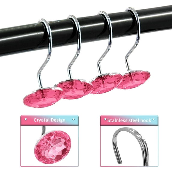 FUGee-Shower Curtain Hooks, Diamond Shaped Shower Curtain Rings Hooks ...