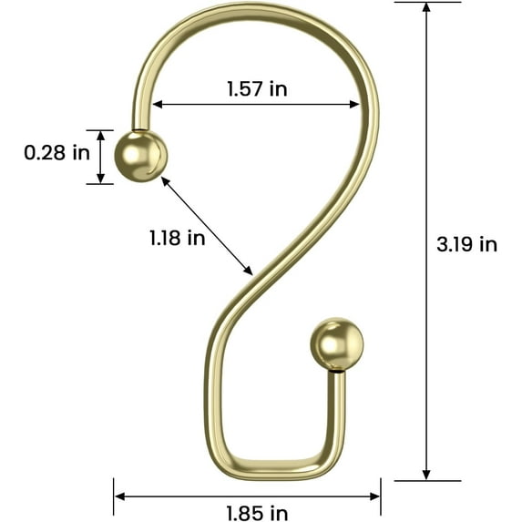 FUGee-Shower Curtain Hooks Rings, 12 Pcs S Shape Shower Curtain Hooks ...