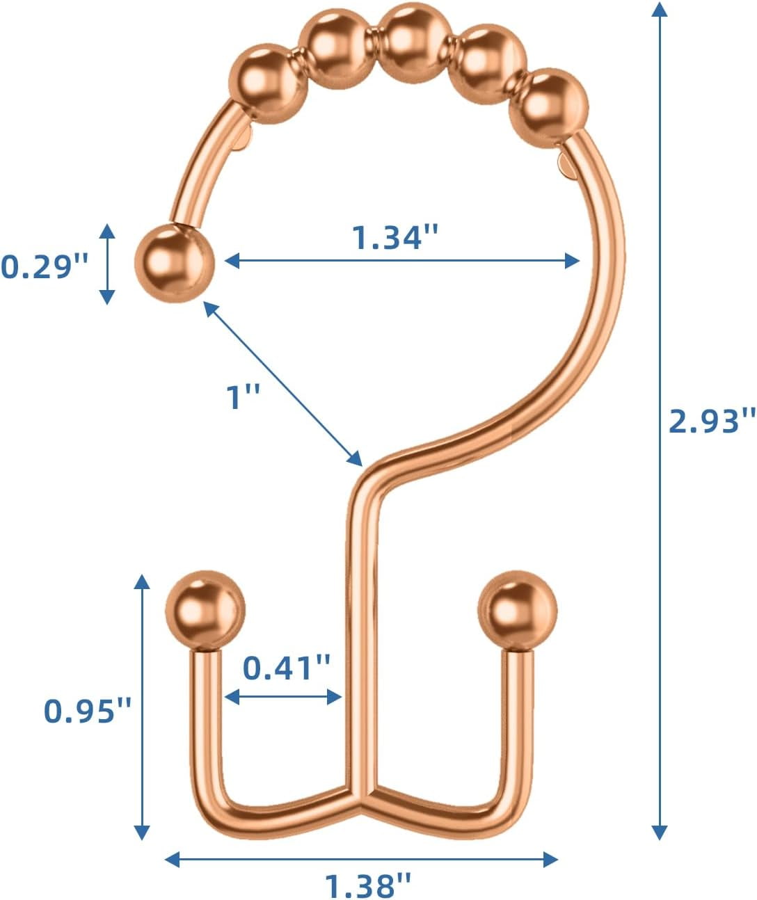 FUGee-Shower Curtain Hooks Rings, Double Sided Shower Curtain Hooks ...