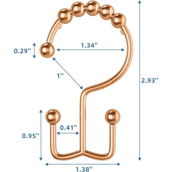 FUGee-Shower Curtain Hooks Rings, Double Sided Shower Curtain Hooks ...