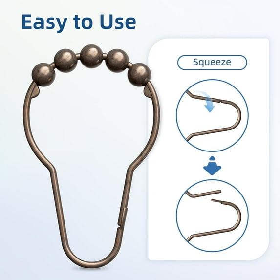 FUGee-Shower Curtain Hooks Rings, Rust-Resistant Metal Shower Curtain ...