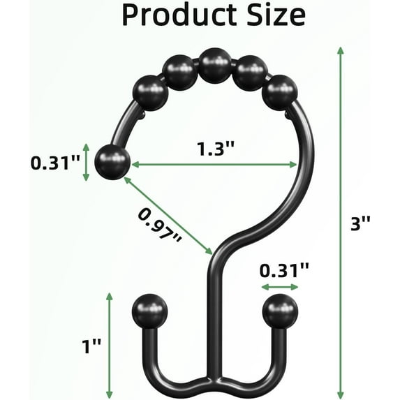 FUGee-Shower Curtain Rings, Rust-Resistant Metal Double Shower Hooks ...