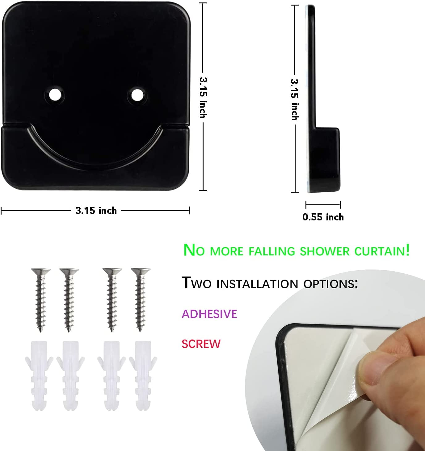 FUGee-Shower Curtain Rod Holder for Wall,Two Modes of Non-Destructive ...