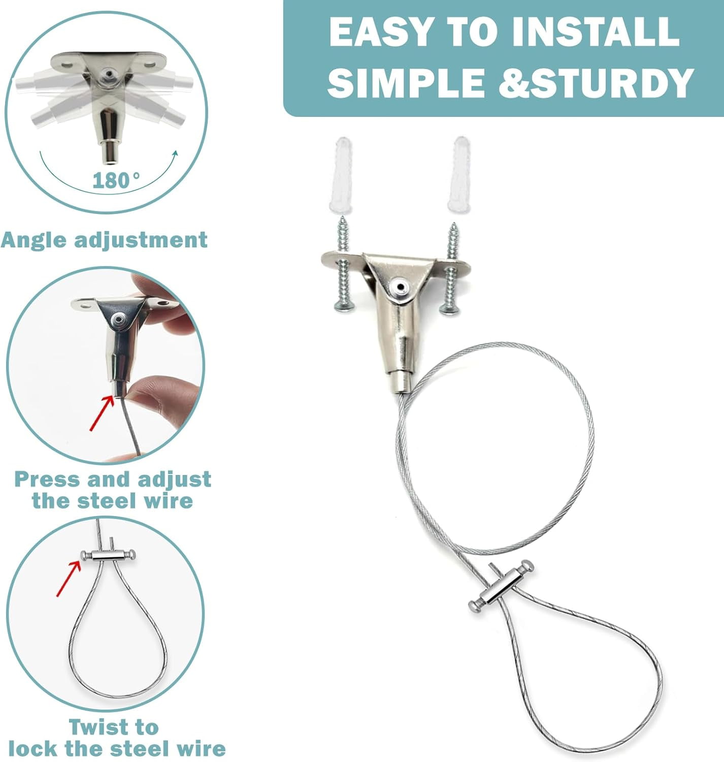 FUGee-Shower Rod Ceiling Support Bracket 2-Pack – Anti-Sagging 304 ...