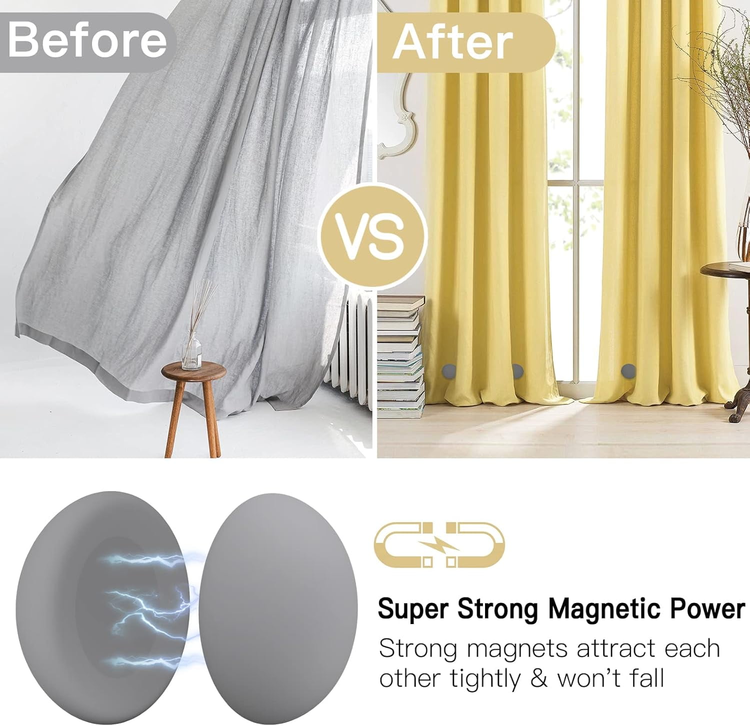 FUGee-Silicone Encased Shower Curtain Weights, Strong Magnetic No-Rust ...