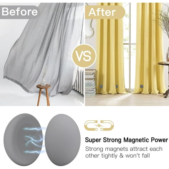 FUGee-Silicone Encased Shower Curtain Weights, Strong Magnetic No-Rust ...