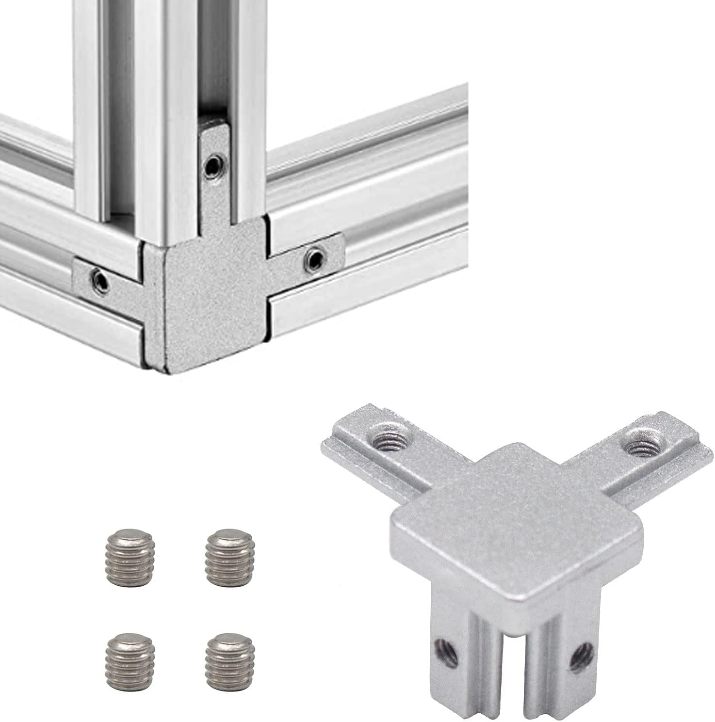 FUGee-Silver 12Pcs 2020 3 Way Corner Brackets Connector Set with 48Pcs ...