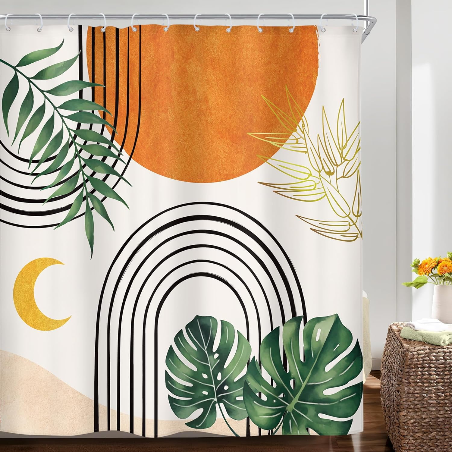 FUGee-Small Stall Bohemian Mid Century Shower Curtain Abstract Simple ...