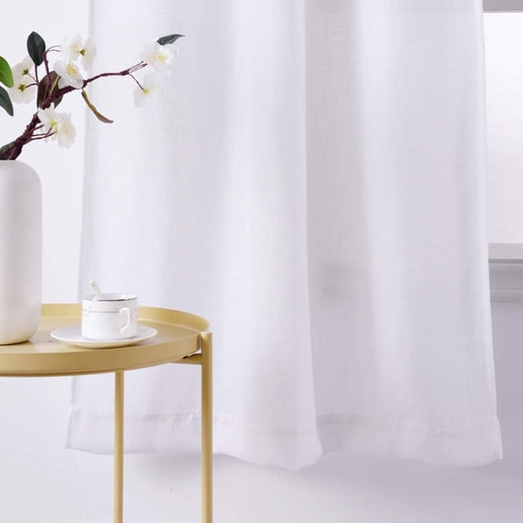 FUGee-Soft Burlap Natural Rod Pocket Window Curtain Panels for Living ...