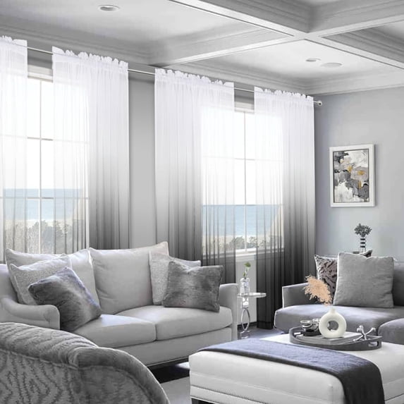 FUGee-Spring Yellow Sheer Curtains 84 Inches Long, Bright Yellow and ...