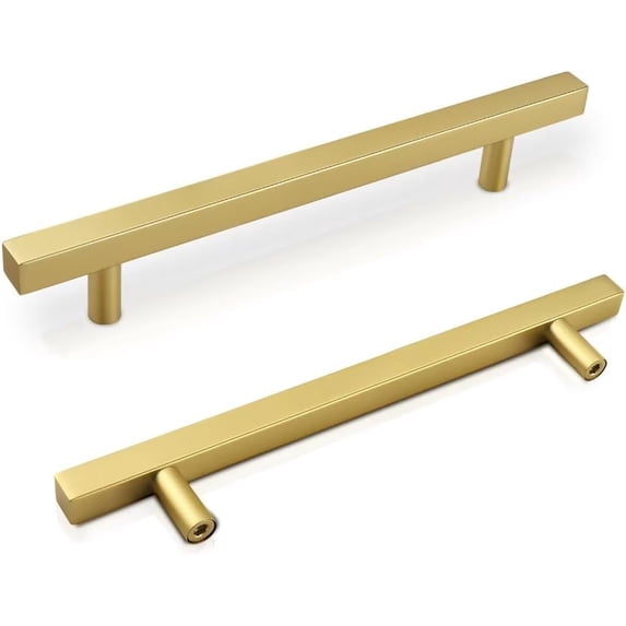 FUGee-Square Brass Cabinet Pulls 7 9/16 Inch, 5 Pack Gold Drawer ...
