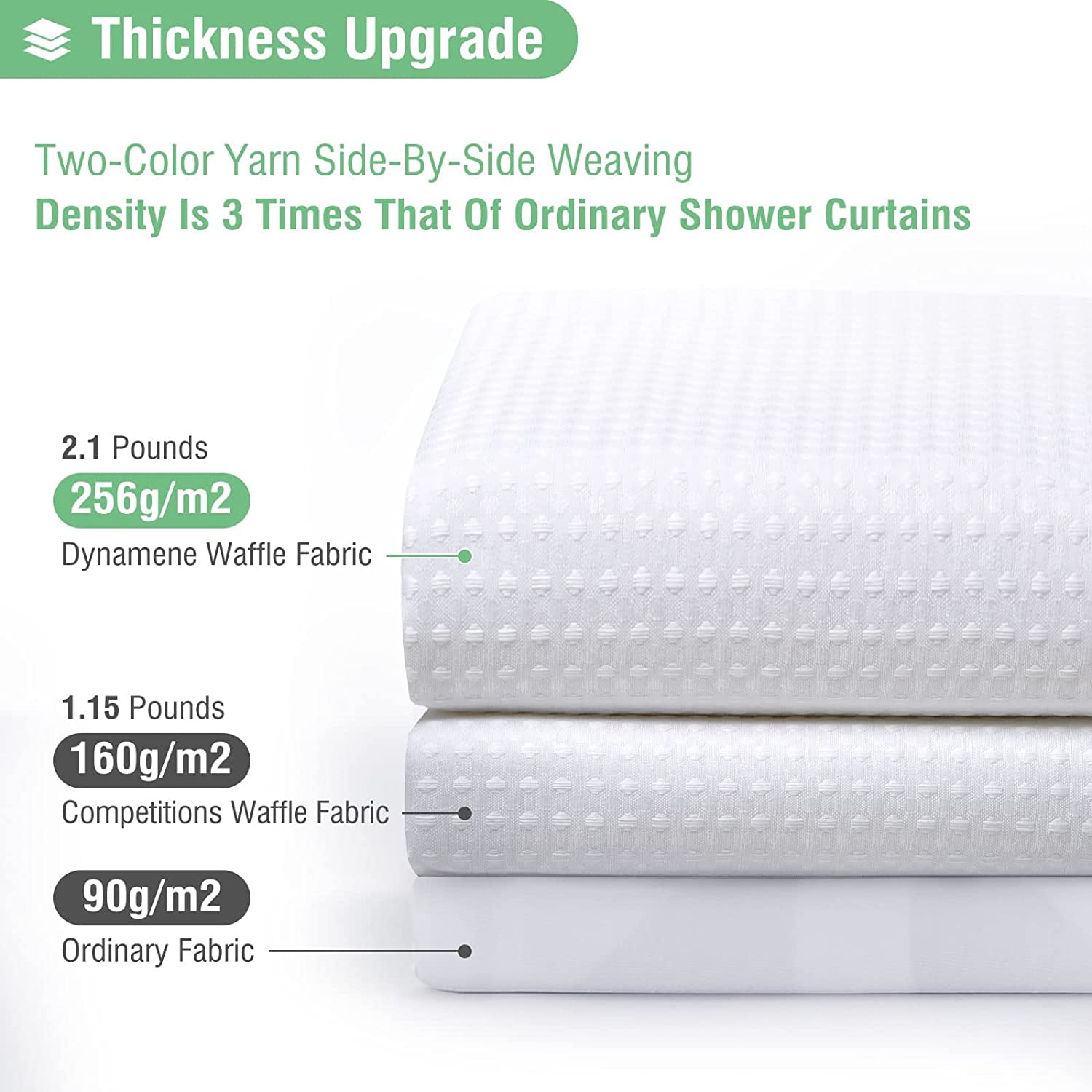 FUGee-Stall Fabric Shower Curtain - 54 inch Wide Waffle Weave Weighted ...