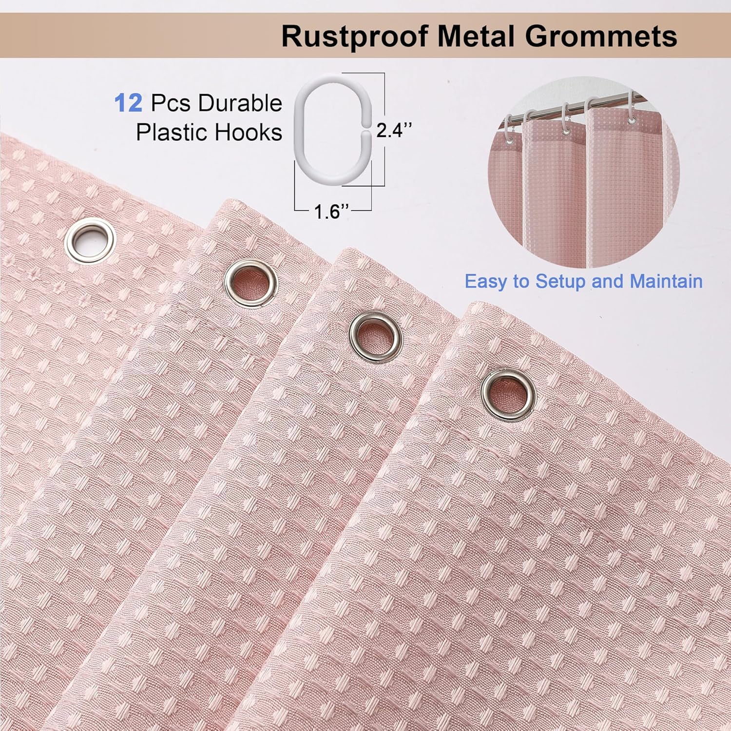 FUGee-Stall Fabric Shower Curtain Set - 36x72, Waffle Weave 230GSM ...