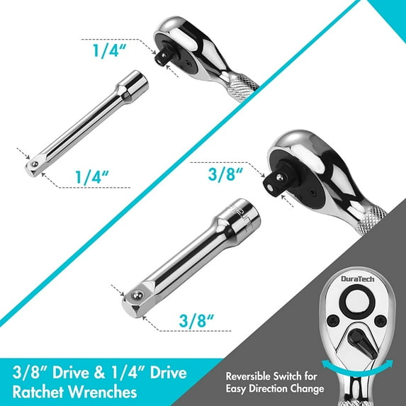 FUGee-Stubby Ratchet Set, 1/4-Inch and 3/8-Inch Ratchets with 2 ...