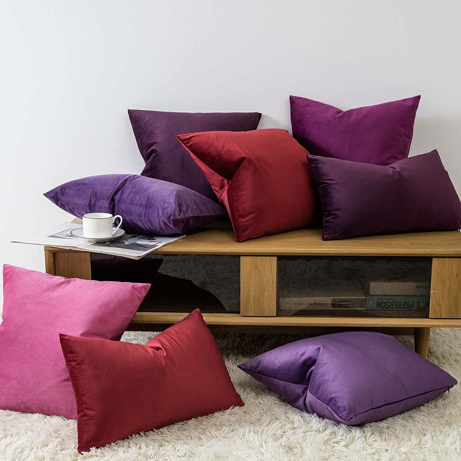 FUGee-Throw Pillow Covers 20x20 inch Set of 2 Decorative Velvet Pillow ...