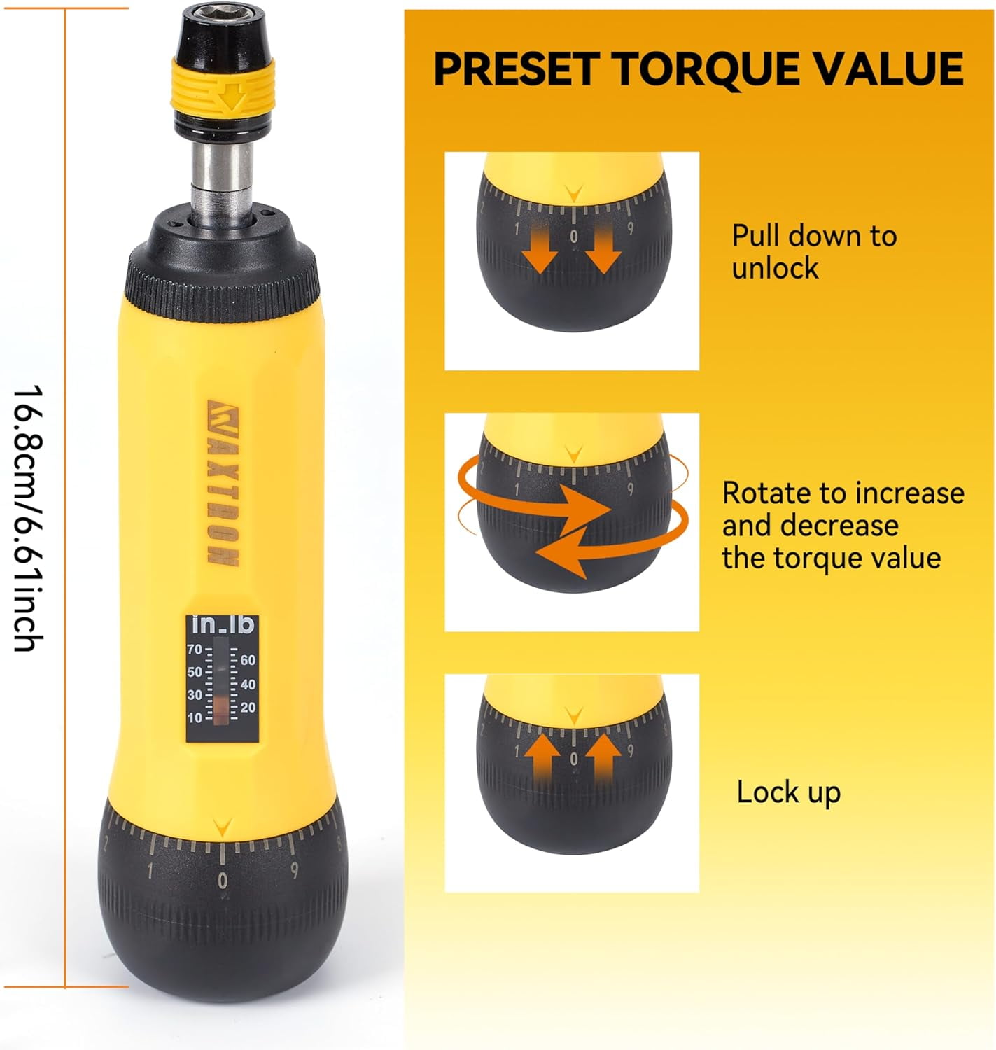 FUGee-Torque Wrench Screwdriver and Bit Set - 1/4-Inch Hex Drive, 10-70 ...