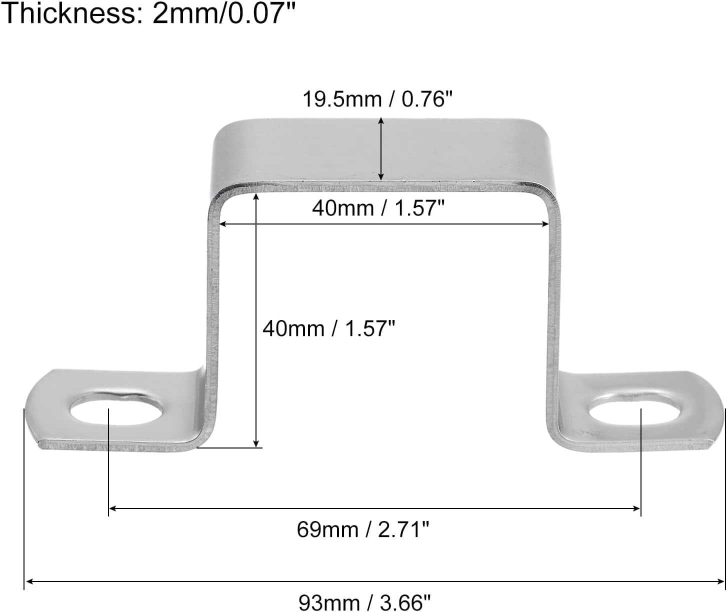 FUGee-U Shaped Connector Bracket, 40mm x 40mm 304 Stainless Steel Bar ...