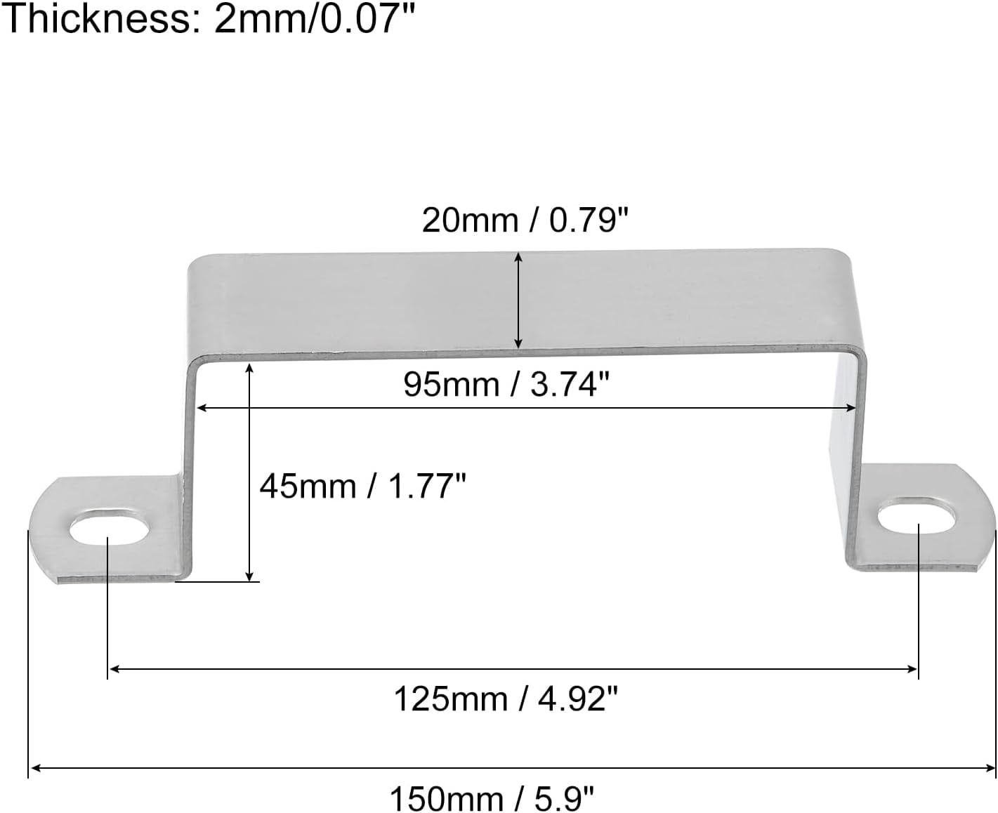 FUGee-U Shaped Connector Bracket, 95mm x 45mm 304 Stainless Steel Bar ...