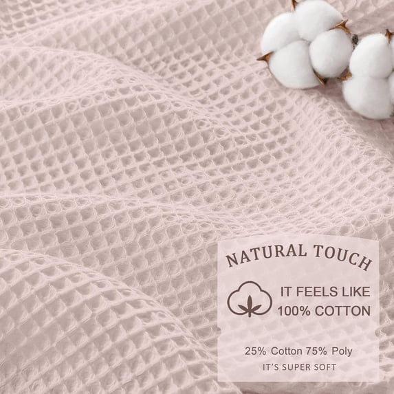 FUGee-Waffle Weave Shower Curtain - Blush Pink Cotton Fabric Texture ...