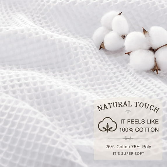 FUGee-Waffle Weave Shower Curtain - White Cotton Fabric Texture ...