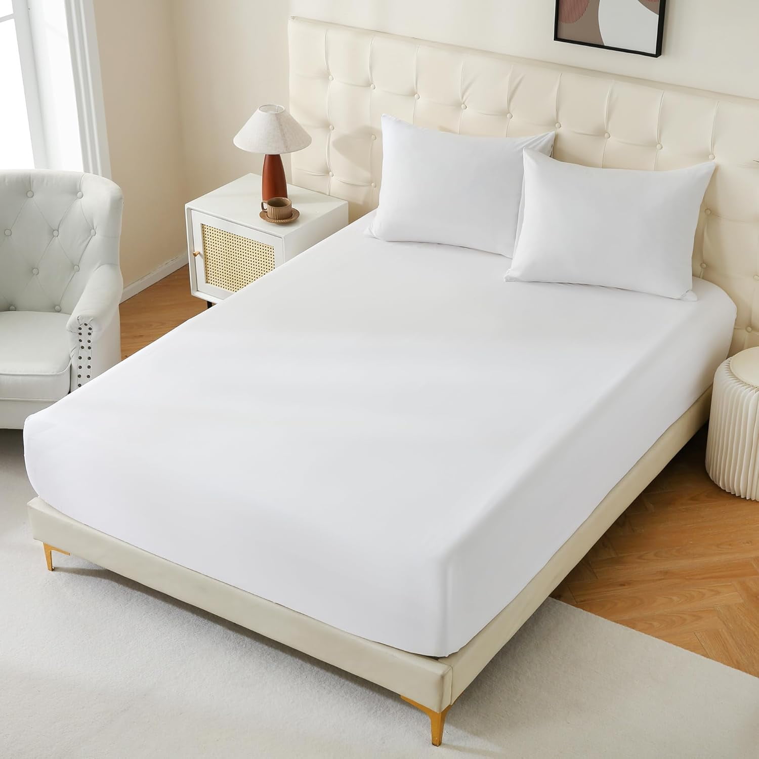 FUGee-White Bulk Twin Fitted Sheet Only Deep Pocket 6 Pack, Quick Sort ...