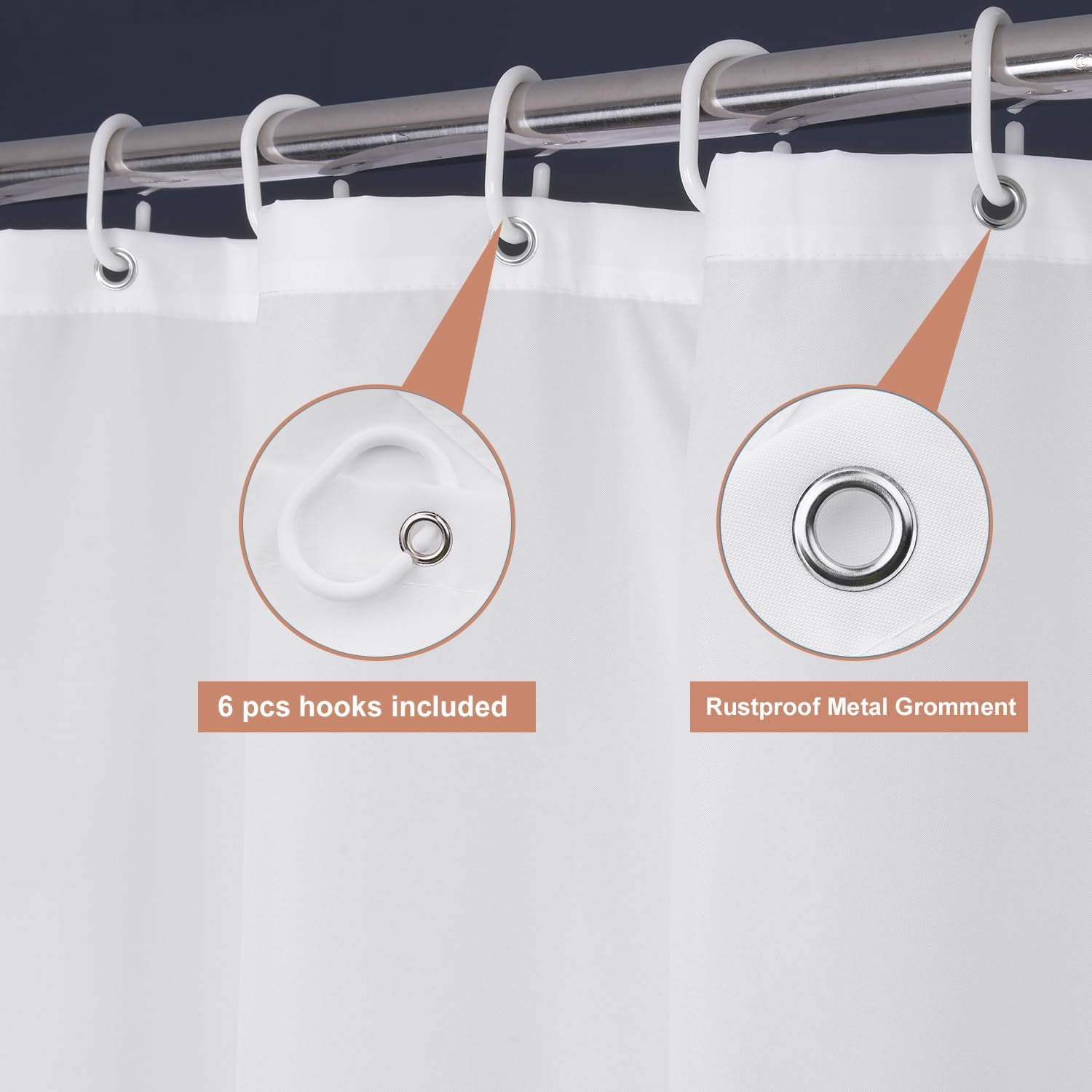 FUGee-White Fabric Half Size Stall Shower Curtain Liner 36 x 72 inches ...