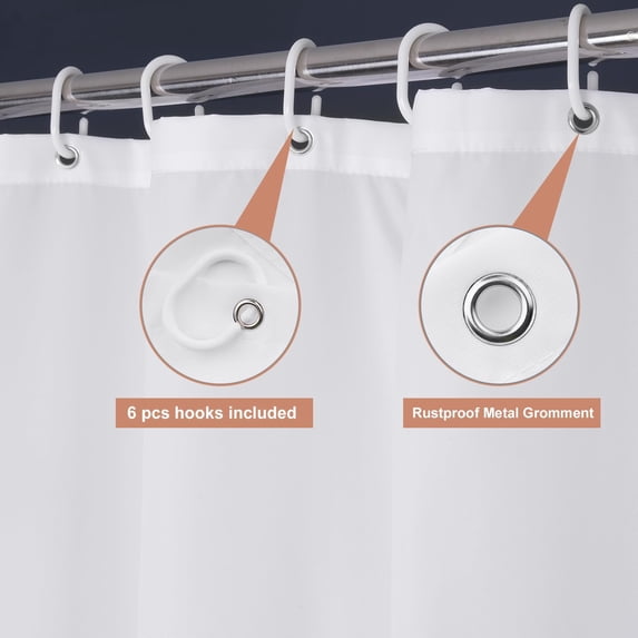 FUGee-White Fabric Half Size Stall Shower Curtain Liner 36 x 72 inches ...