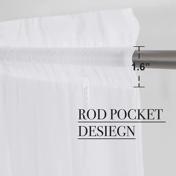 FUGee-White Sheer Curtains 63 inch Length for Bedroom, Rod Pocket ...