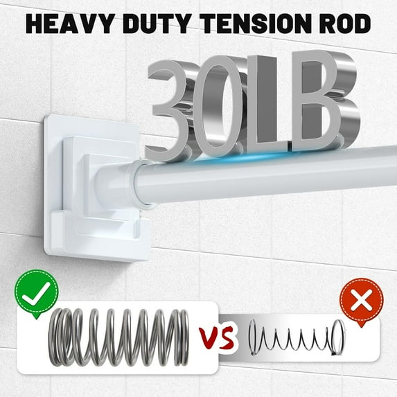 FUGee-White Shower Curtain Rod 31-79 inches, Stainless Steel Shower Rod ...