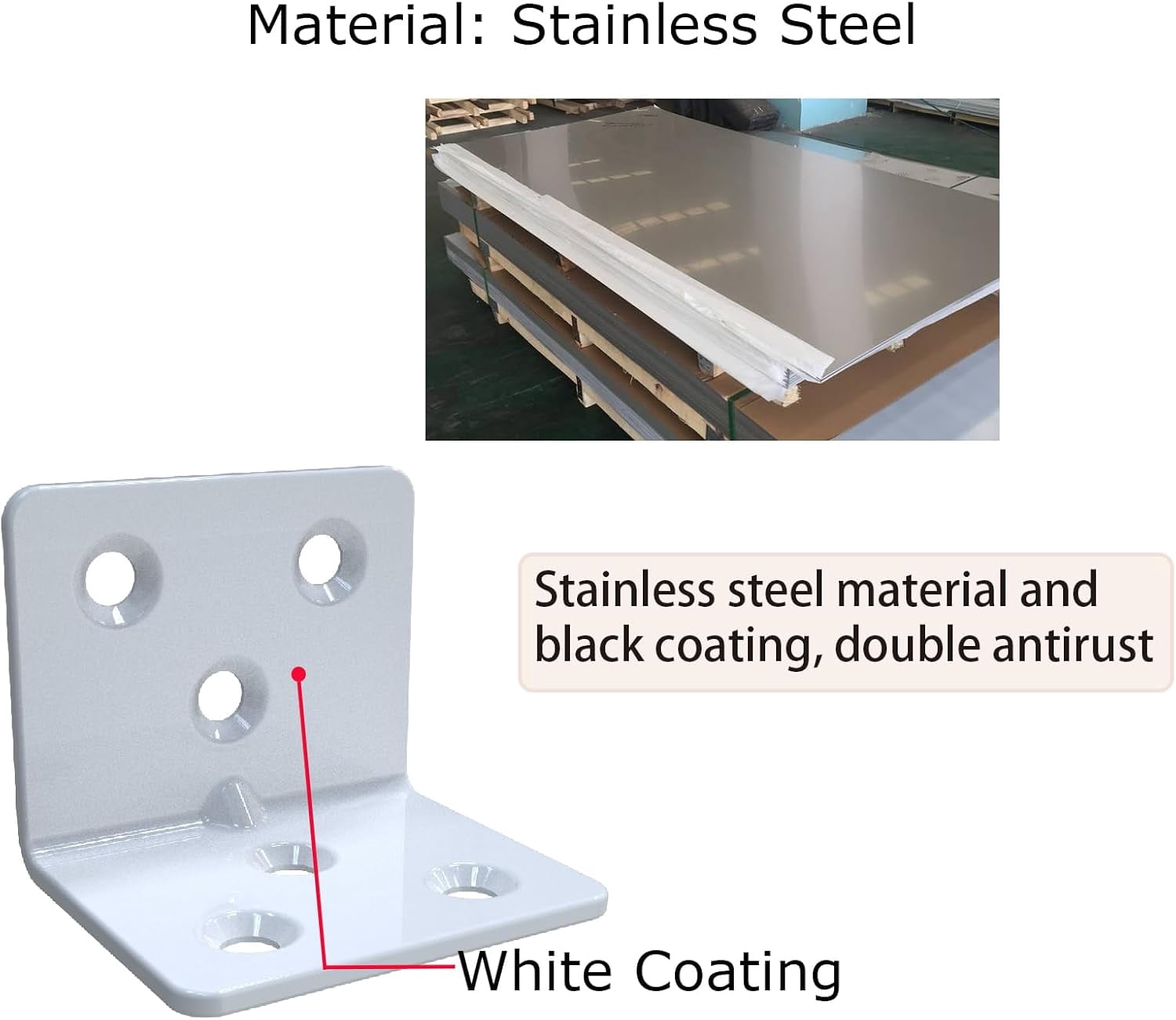 FUGee-White Stainless Steel Corner Bracket,Joint Right Angle Bracket,L ...