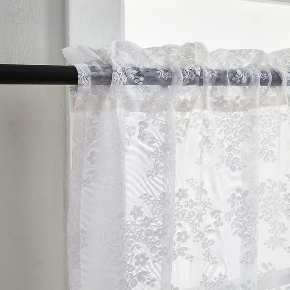 FUGee-YJ Yanjun White Lace Curtains - 36 Inch Length Country Cafe ...